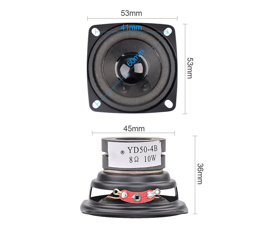 2Pcs Audio Speaker 8 Ohm 10W Mini Loudspeaker BT Driver Unit 53mm 45mm ...