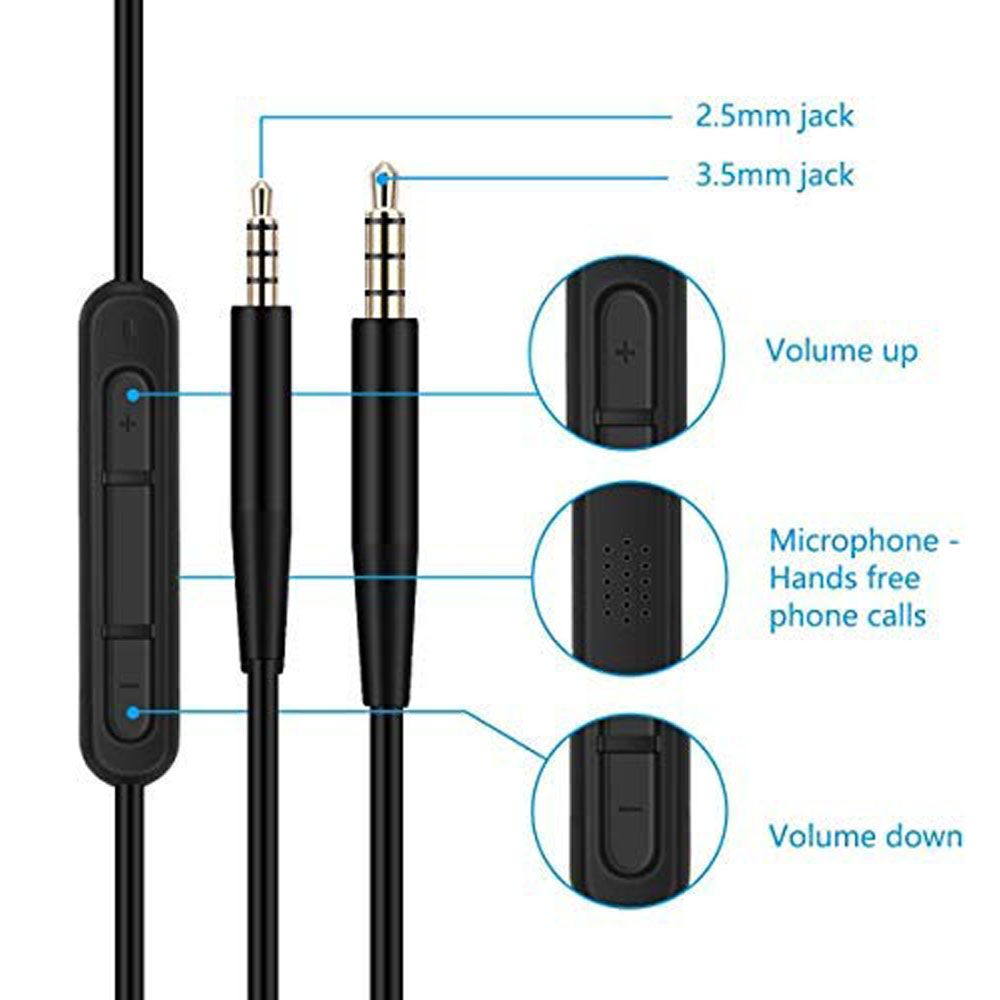 3.5 / 2.5 mm Mic Cable PXC 550 550-II MB 660 UC MS Sennheiser Headset ...