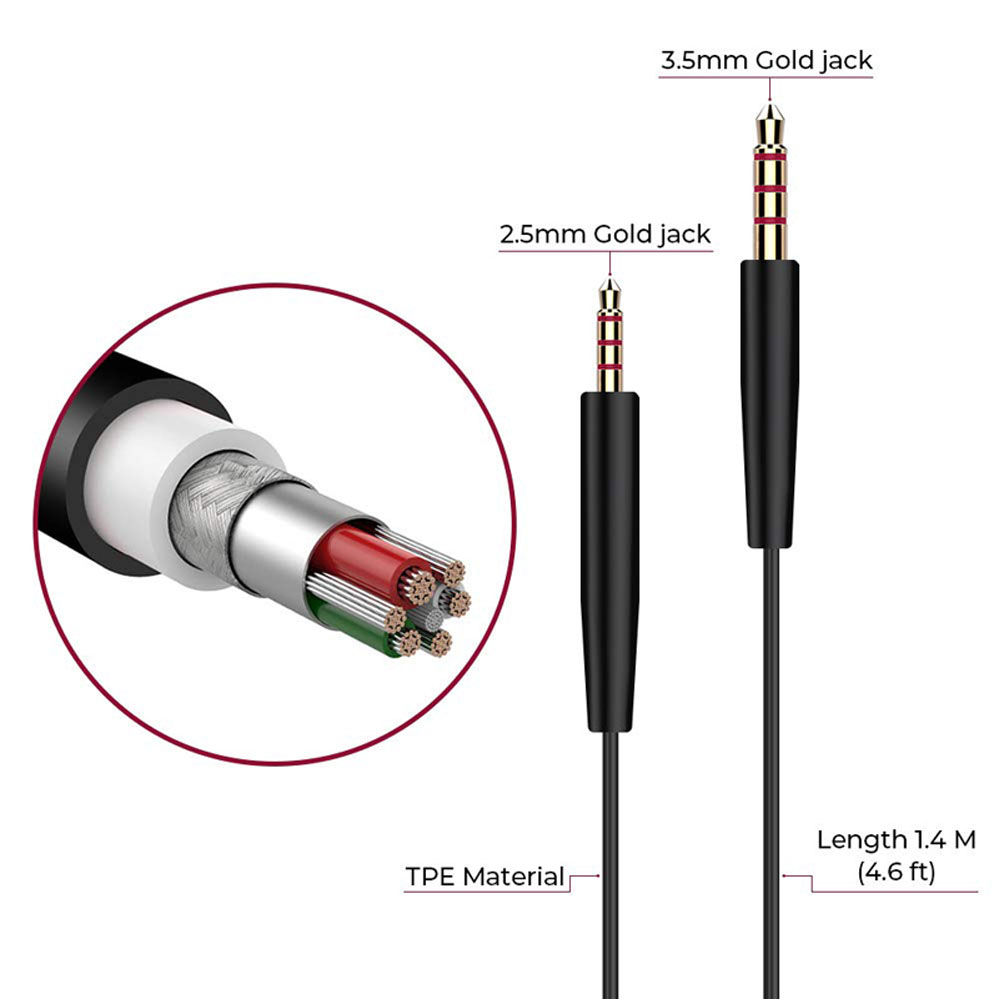 3.5 / 2.5 mm Mic Cable PXC 550 550-II MB 660 UC MS Sennheiser Headset ...