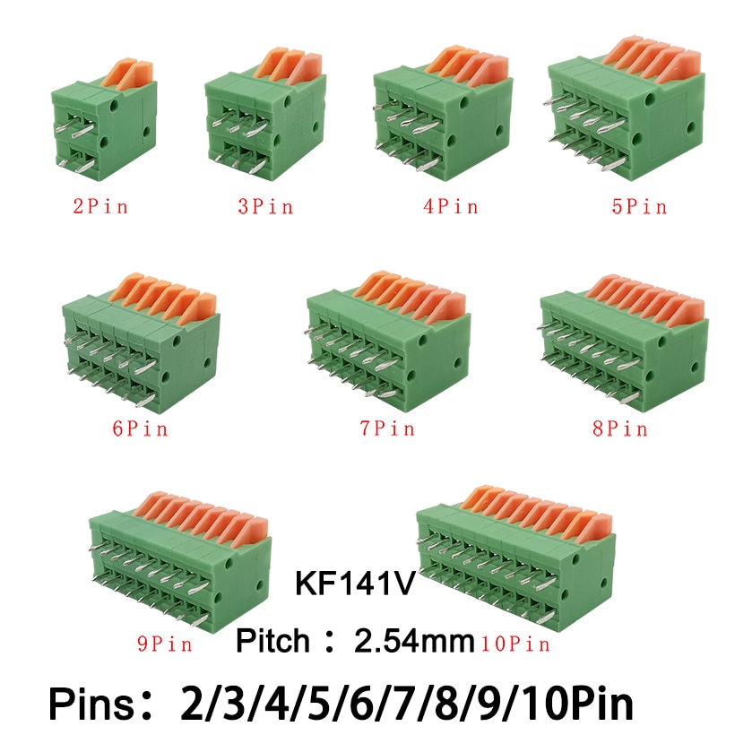 KF141R KF141V 2/3/4/5/6/7/8/9/10 Pin PCB Terminal Block 2.54mm Pitch ...