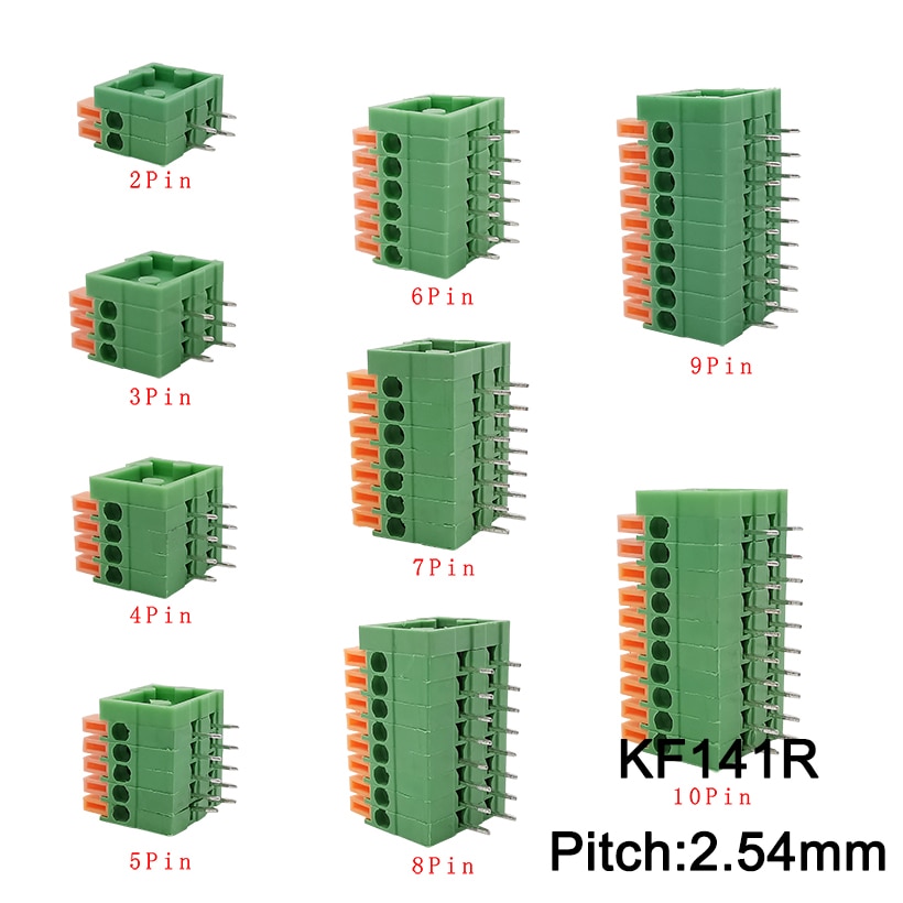 KF141R KF141V 2/3/4/5/6/7/8/9/10 Pin PCB Terminal Block 2.54mm Pitch ...