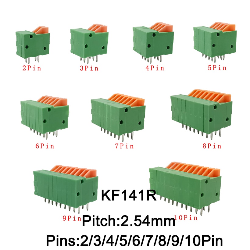 KF141R KF141V 2/3/4/5/6/7/8/9/10 Pin PCB Terminal Block 2.54mm Pitch ...